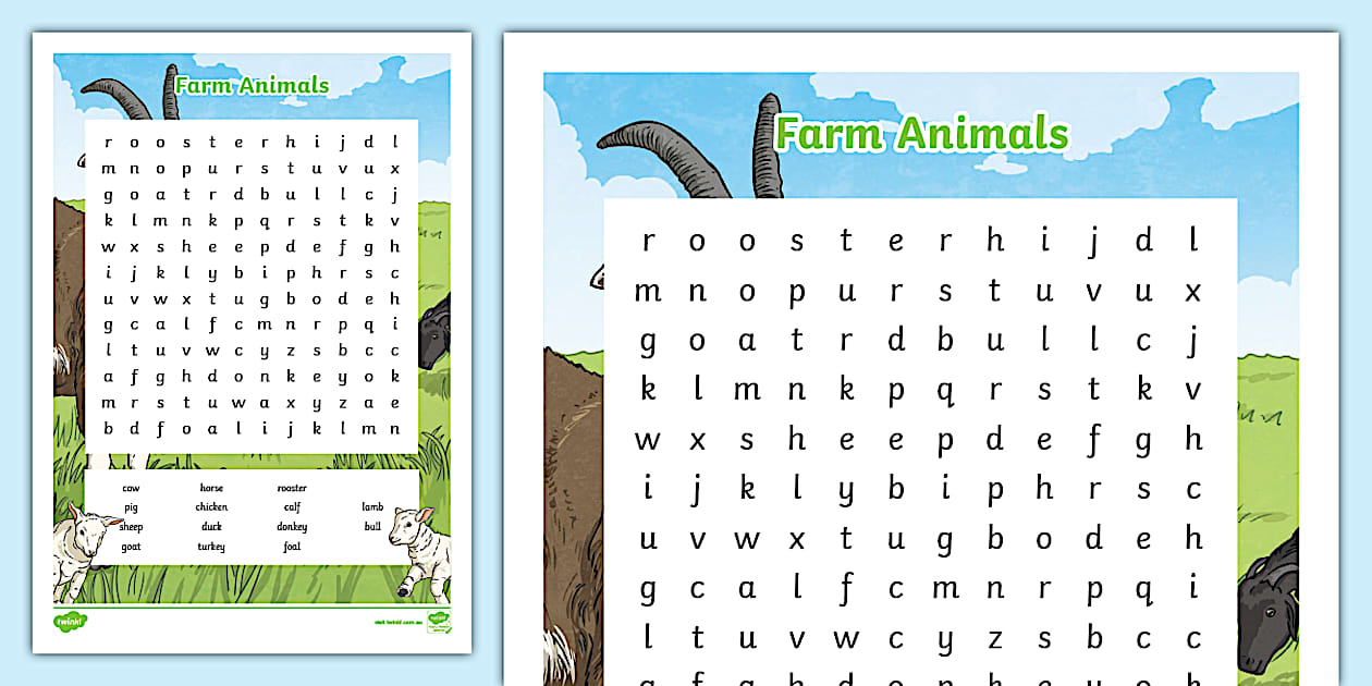 Farm Animals Word Search (teacher made) - Twinkl