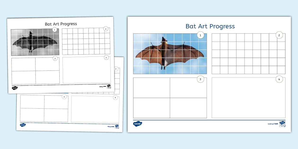 Bat Art Progress Template (teacher made) - Twinkl