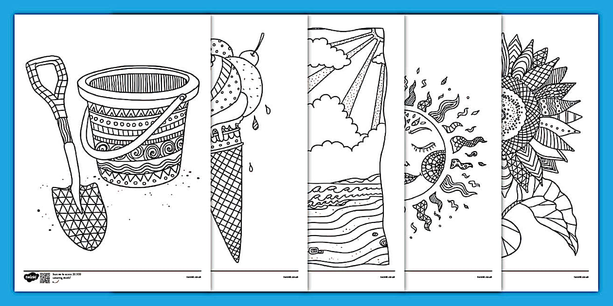Adult Colouring Mindfulness Summer Sheets (teacher made)