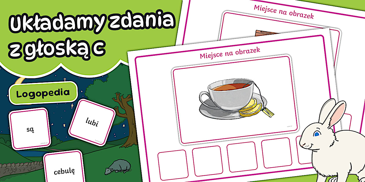 Głoska C | Układanie zdań | Plansza | Logopedia