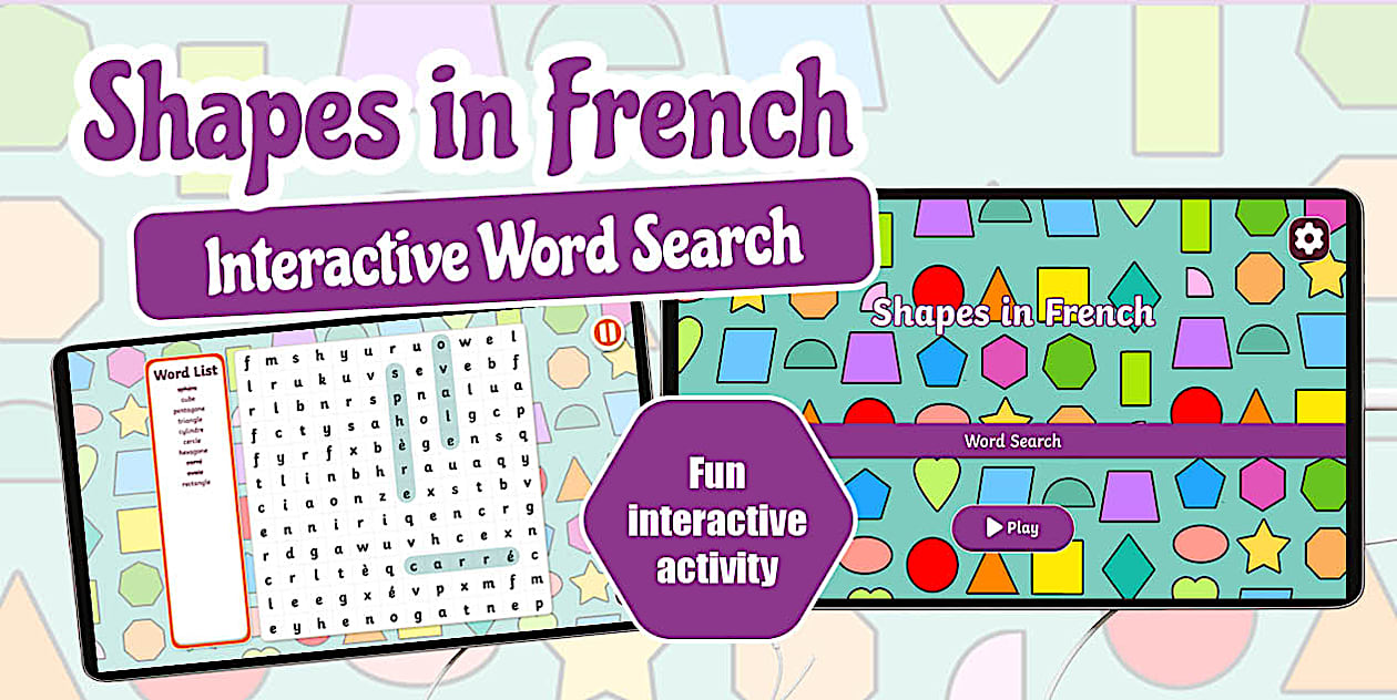 Shapes in French Interactive Word Search
