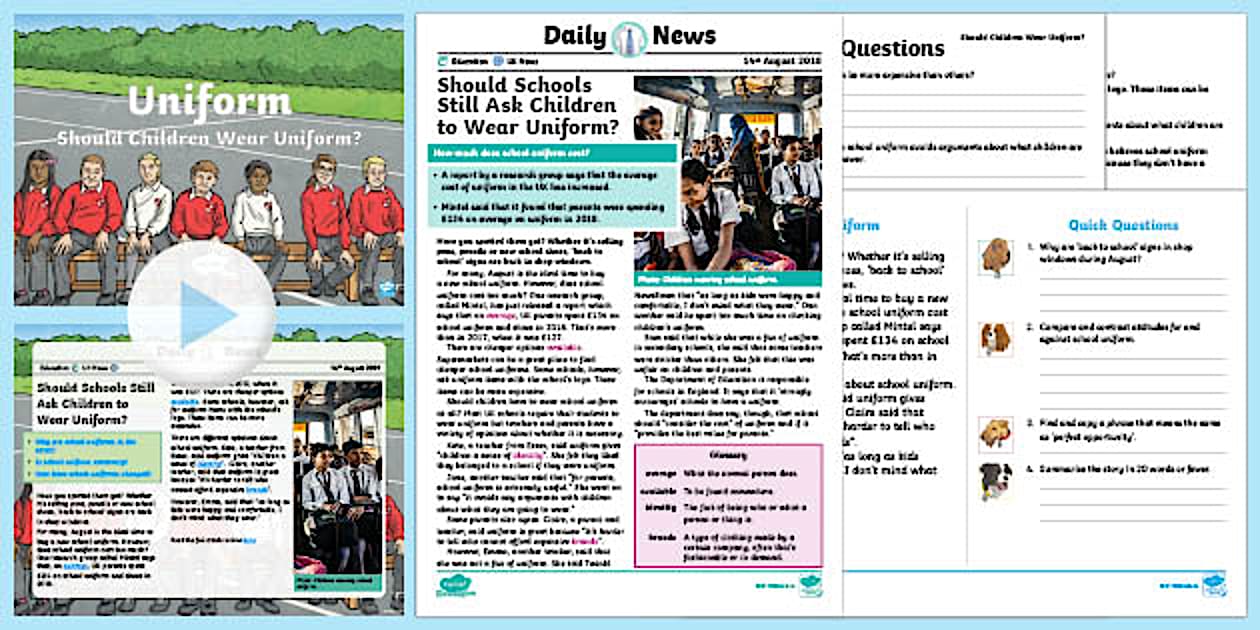 Arguments for Wearing School Uniform | News Resource Pack