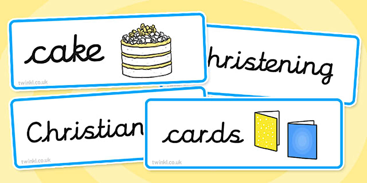 Cursive Baptism Word Cards (teacher made) - Twinkl
