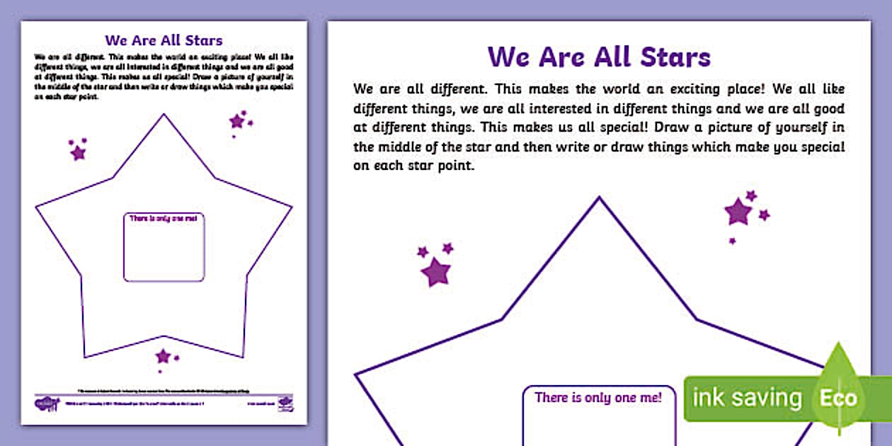 Who Am I? KS1 We Are All Stars Activity Sheet - PSHE