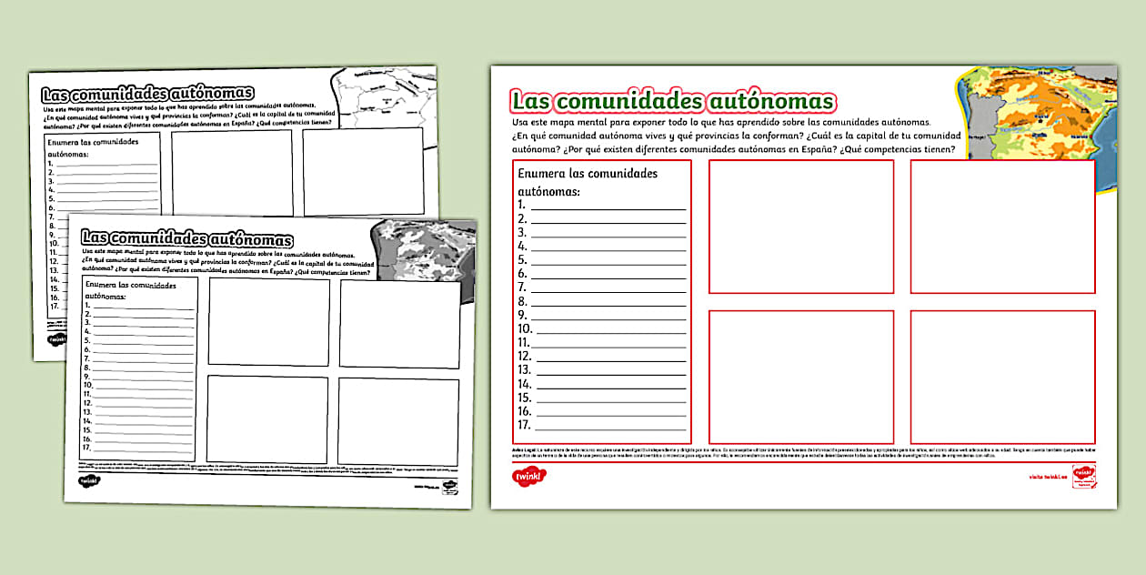 Mapa mental: Las comunidades autónomas españolas