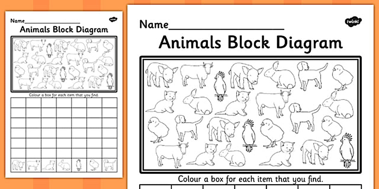 Animals Block Diagram Worksheet / Worksheet (teacher made)