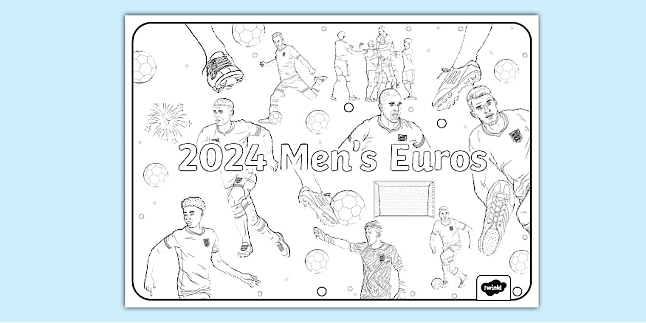 2024 Men's Euros Themed Doodle Colouring Page - Twinkl - KS2