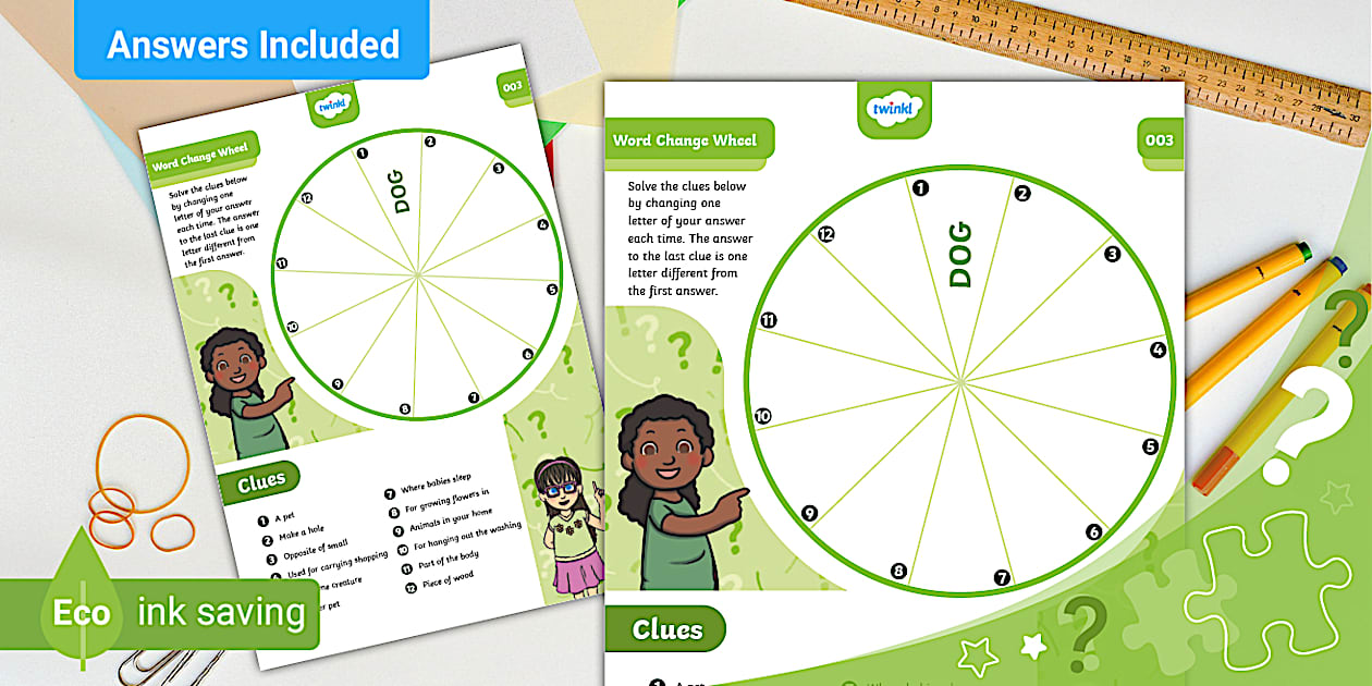 Word Change Wheel Puzzle #3 - Twinkl - Kids Puzzles