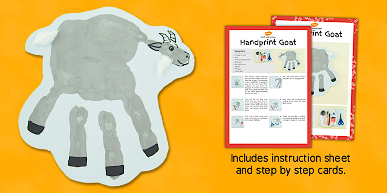 Handprint Goat Craft Instructions (teacher made) - Twinkl