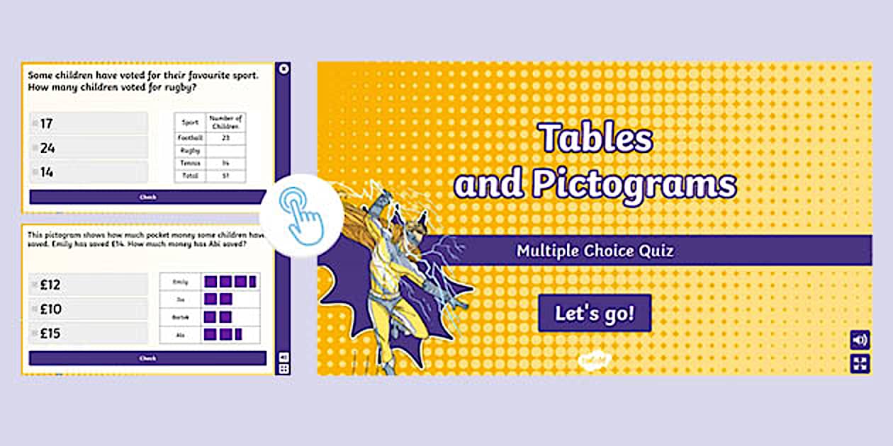 👉 Tables and Pictograms Multiple Choice Quiz - KS2 Revision