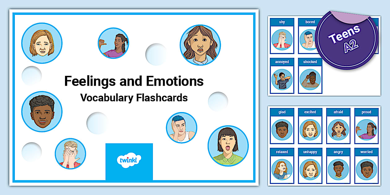 ESL Feelings and Emotions Vocabulary Cards for Teens - Twinkl