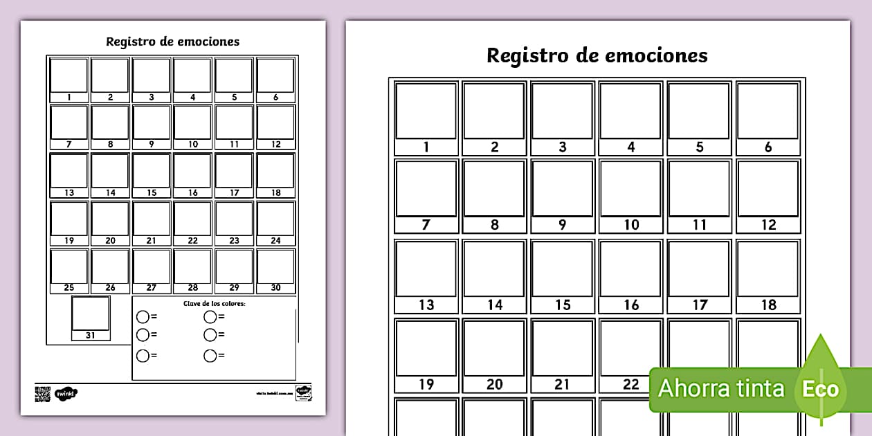 Hoja de actividad: Registro de mis emociones (teacher made)