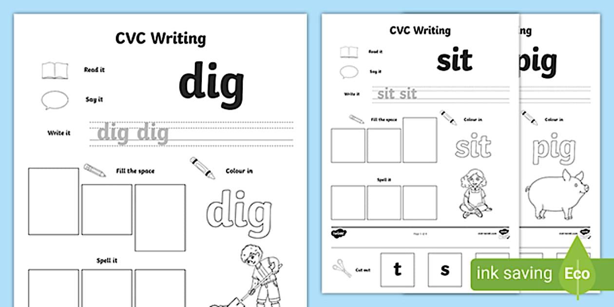 Precursive CVC Writing Word Worksheet Pack I - Twinkl