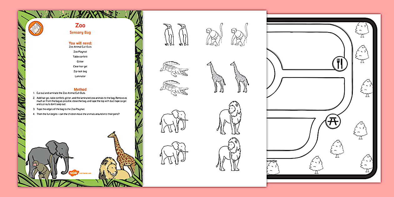 Zoo Sensory Bag Coloring Pages (teacher made) - Twinkl