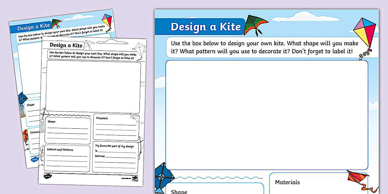 Design a Kite Worksheet (teacher made) - Twinkl