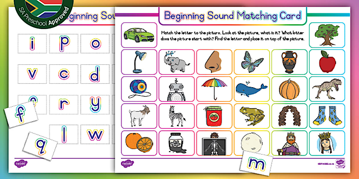 Preschool: Literacy- Beginning Sound Matching Card - Twinkl