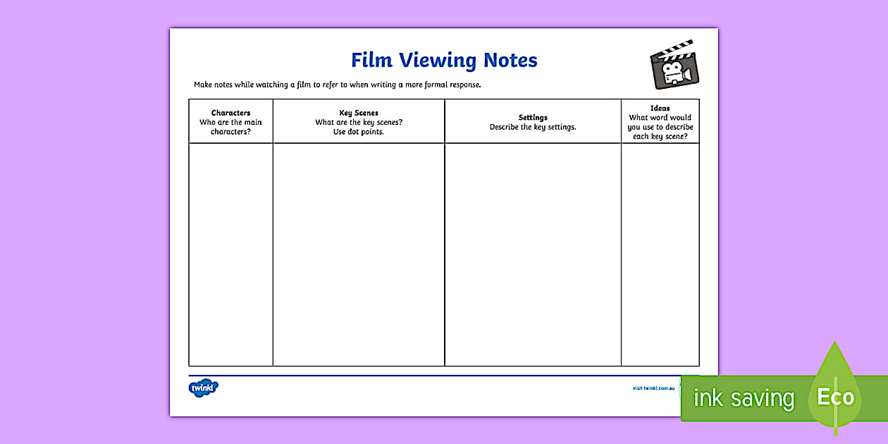Editable Film Viewing Notes Writing Template (teacher made)
