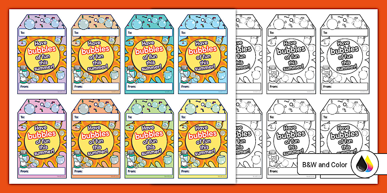 End of the School Year: Bubbles Gift Tags