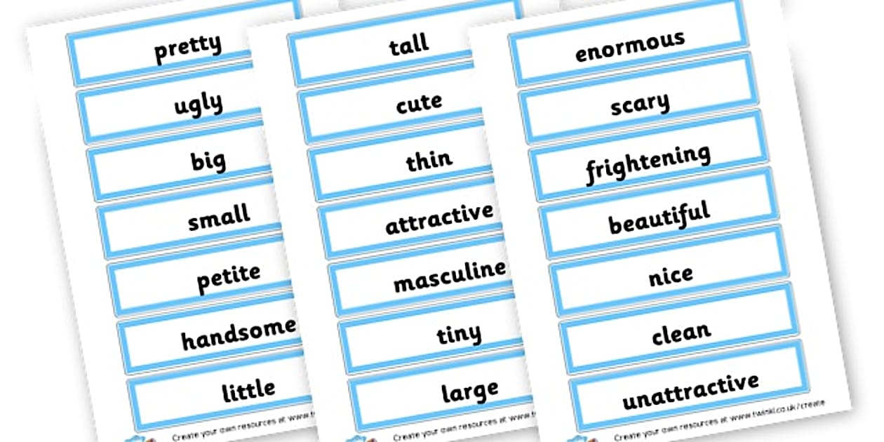 Adjectives - (Blue Border) (teacher made) - Twinkl