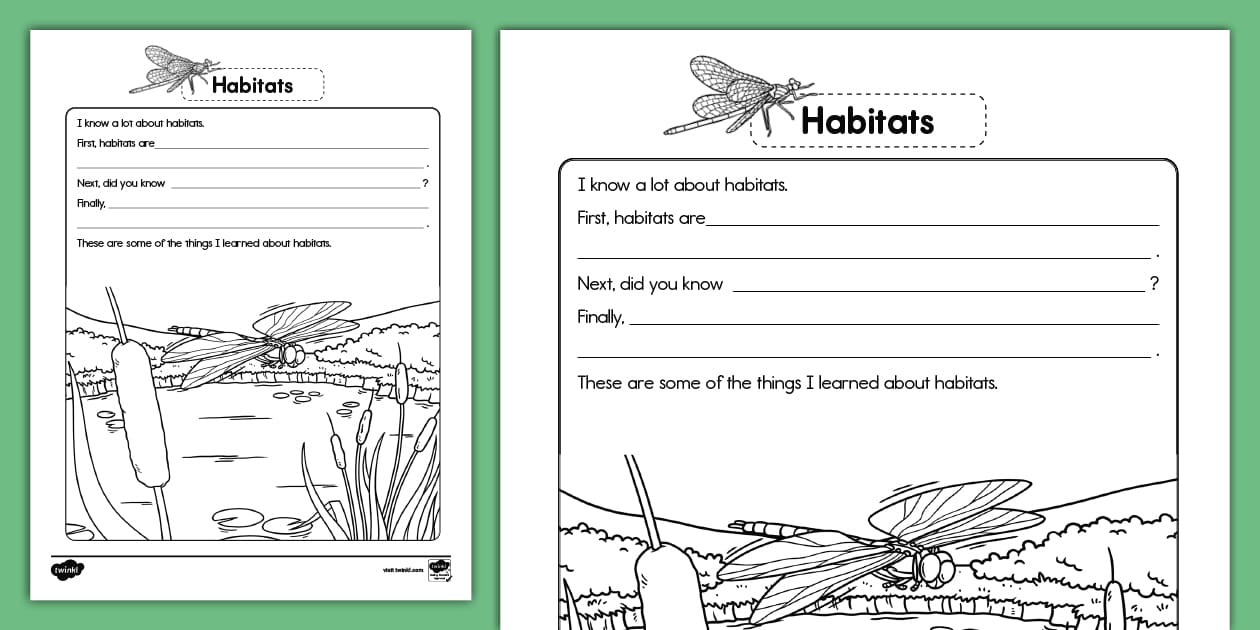 Habitats Scaffolded Paragraph Writing Worksheet for ELL