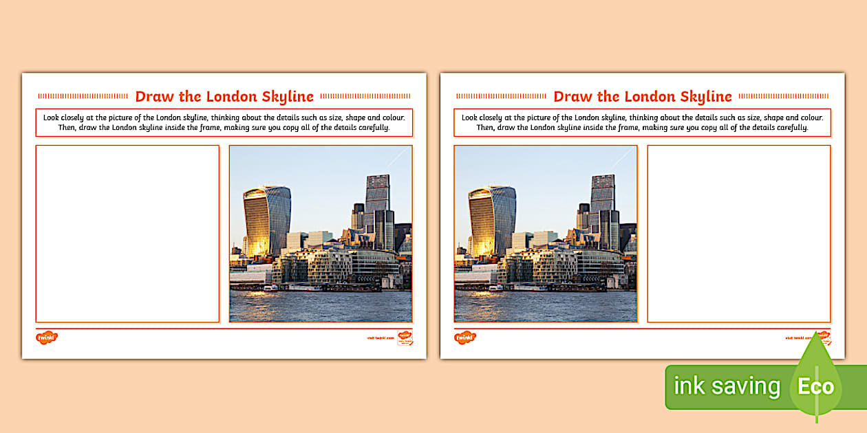 Draw the London Skyline Art Activity (teacher made) - Twinkl