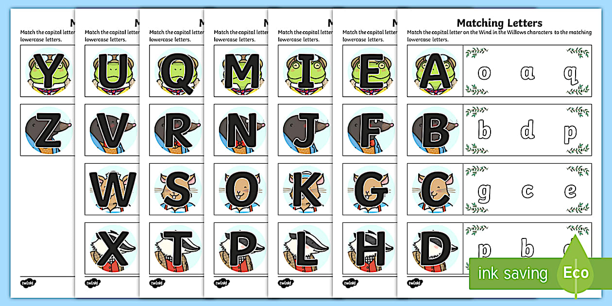 Black and White Wind in the Willows Themed Capital Letter Matching ...