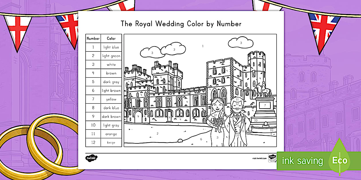 The Royal Wedding Color by Number - Twinkl