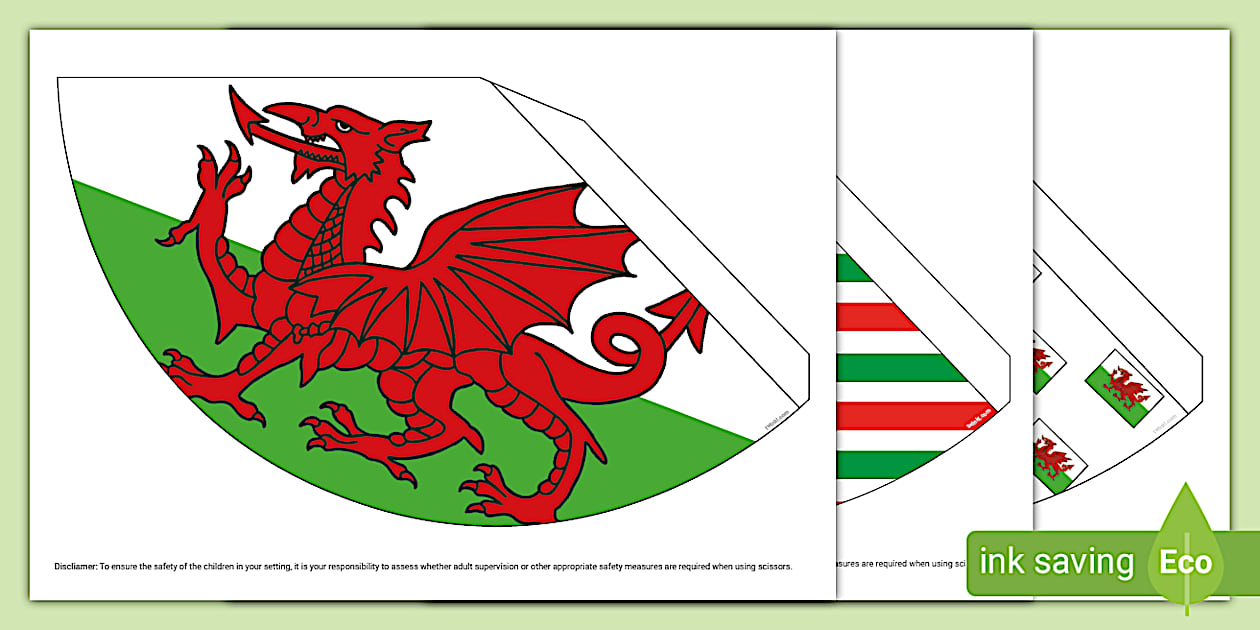 Wales Party Hat Template - Twinkl - KS1 (teacher made)