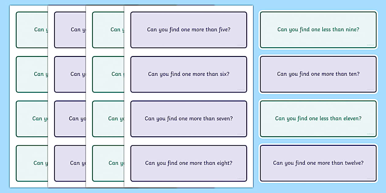 Dyslexic KS1 One More Than One Less Than Cards to 20 Words Display Cards