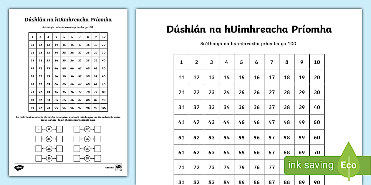 Prime numbers Gaeilge Challenge (l'enseignant a fait)