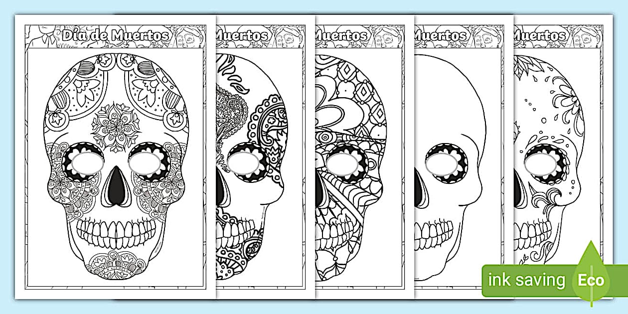 👉 Spanish: Day of the Dead Mindfulness Colouring Masks