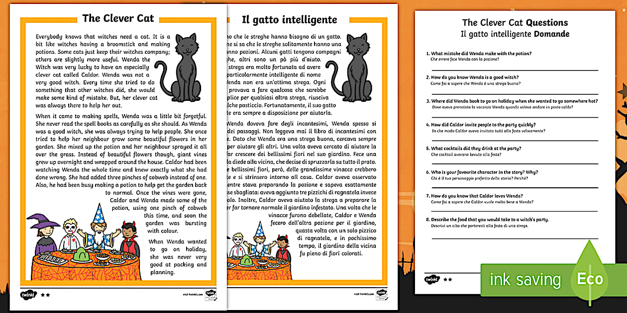 Middle Ability The Clever Cat Reading Comprehension Activity English ...