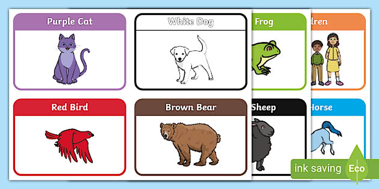 Story Sequencing (4 per A4) to Support Teaching on Brown Bear, Brown Bear