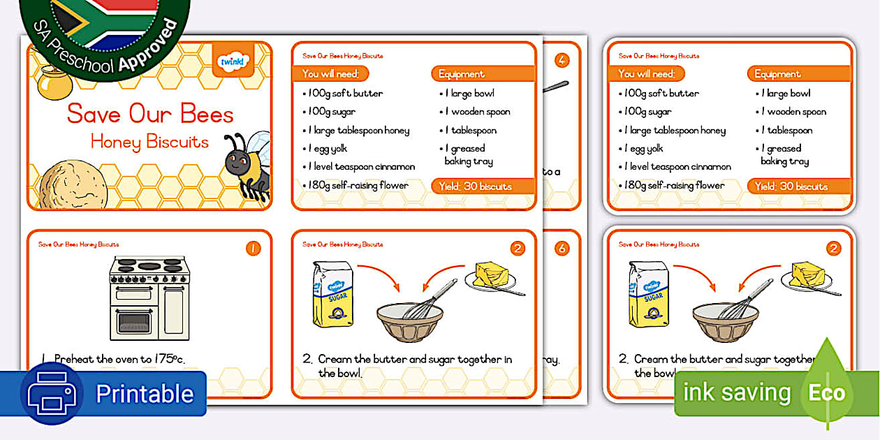 Save the Bees - Honey Biscuit Recipe Cards (teacher made)