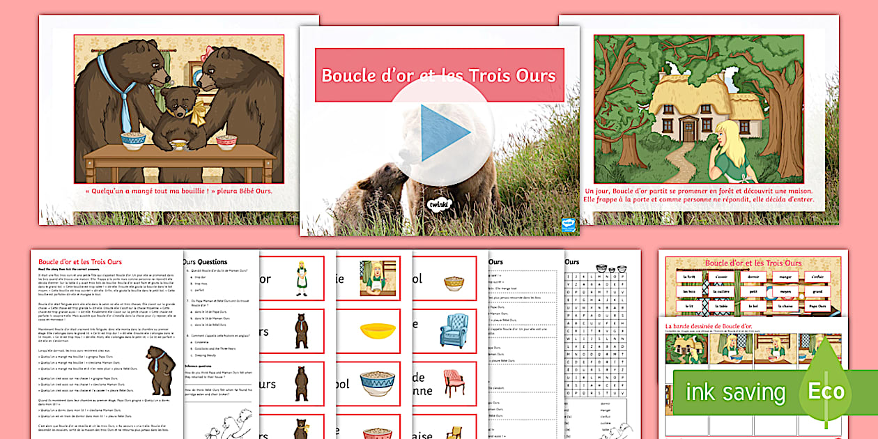 'Boucle d'or et les trois ours' Differentiated Resource Pack French
