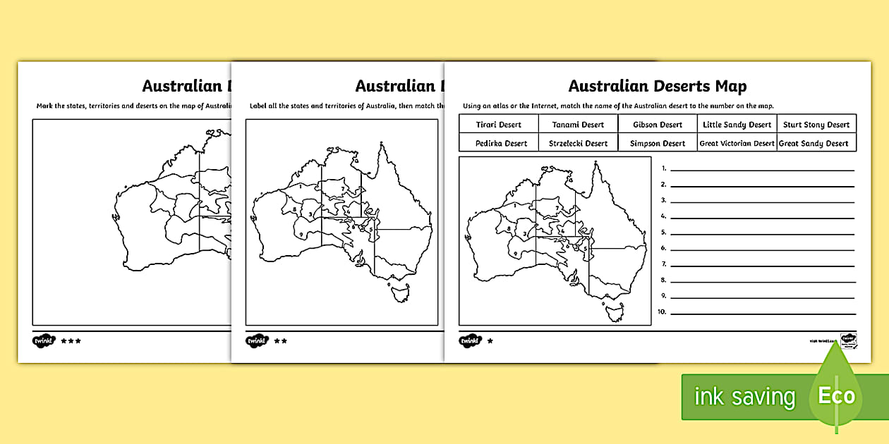 Australian Desert Maps | Primary Geography Resource - Twinkl