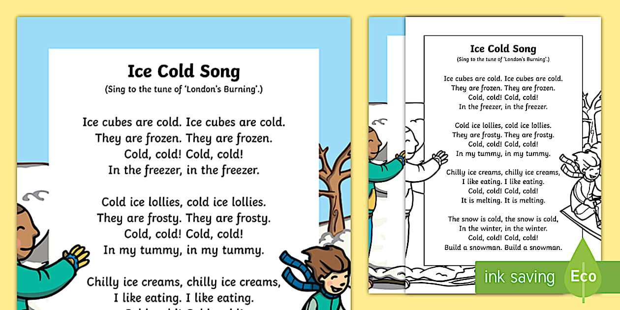 Black and White Ice Cold Song (l'enseignant a fait) - Twinkl