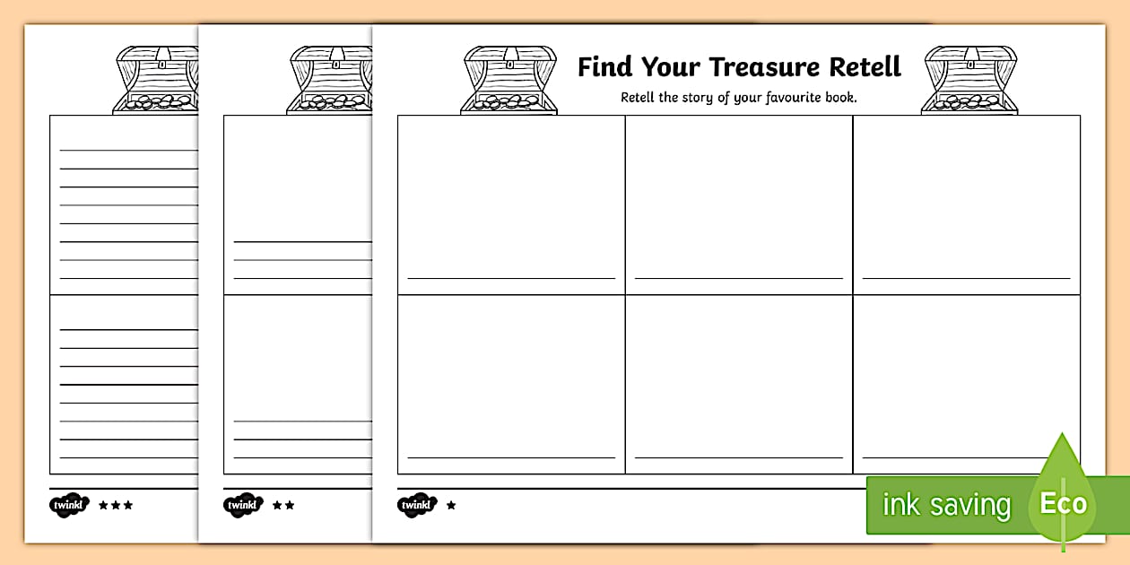 Find Your Treasure Retell Differentiated Worksheet - Twinkl