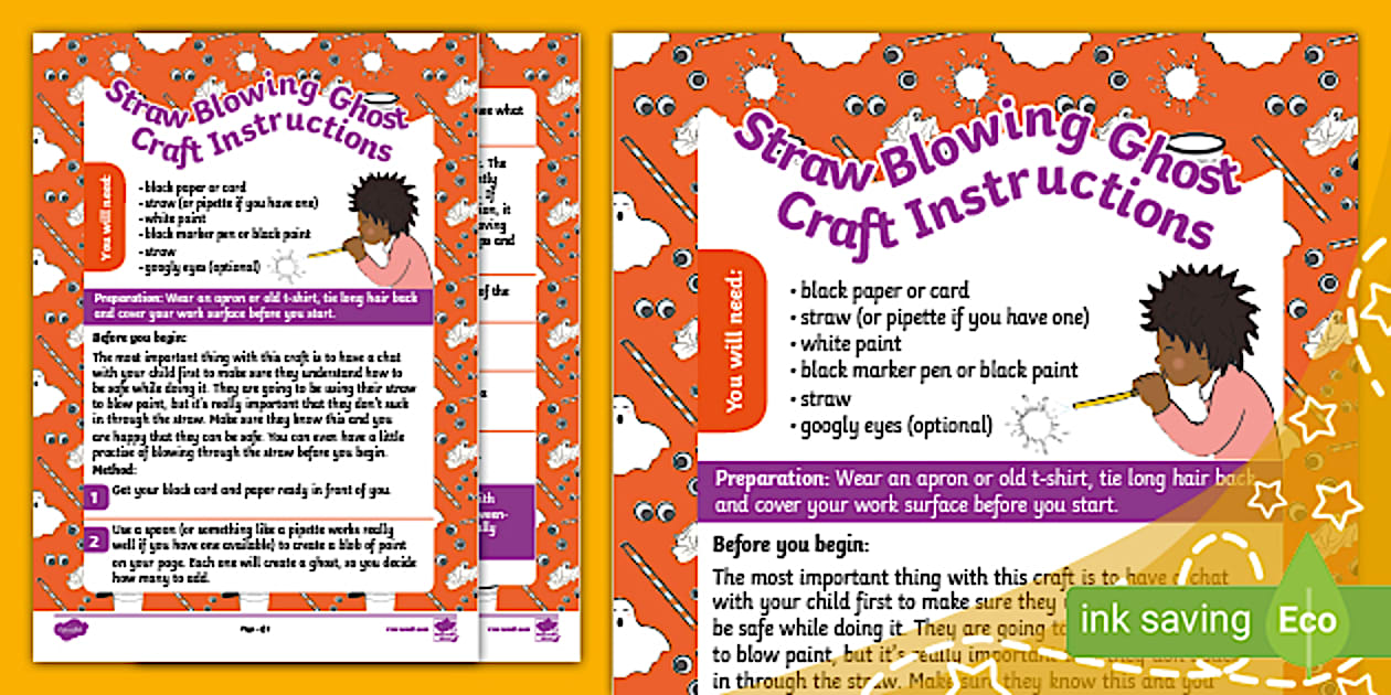 Straw Blowing Ghost Craft Instructions (Ages 5 - 11)