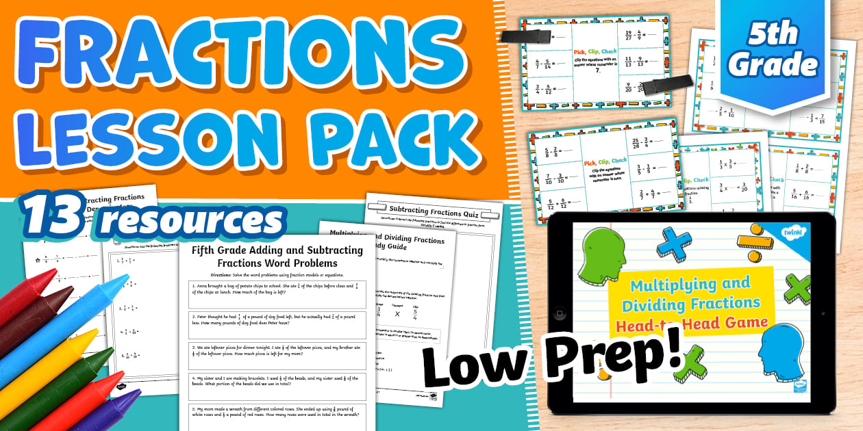 Fifth Grade Fractions Lesson Pack (teacher made) - Twinkl