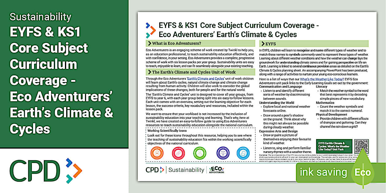 How to Integrate Sustainability into the Core Subjects (EYFS and KS1)