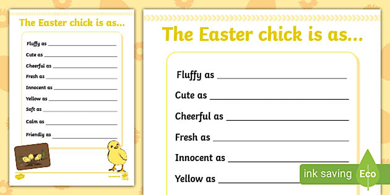 Easter Chick Simile Poem Template