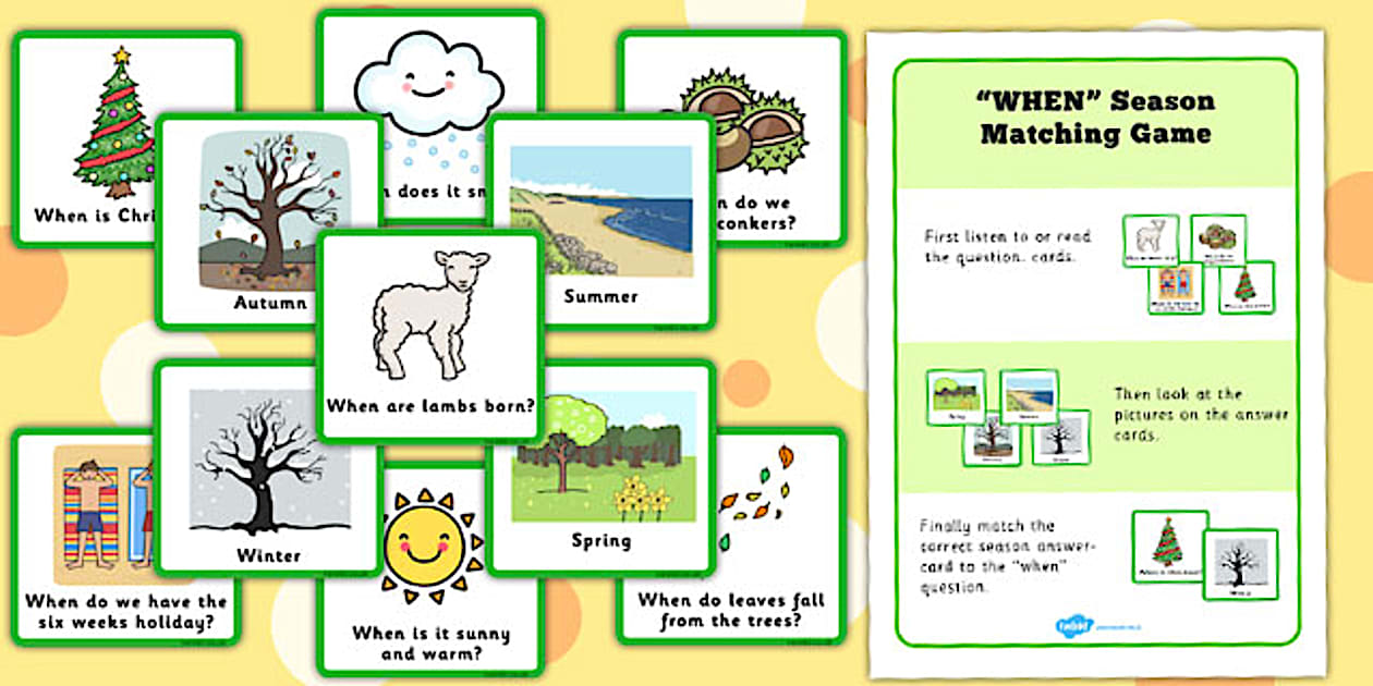 When Questions - Season Matching Game - ESL Grammar Resources