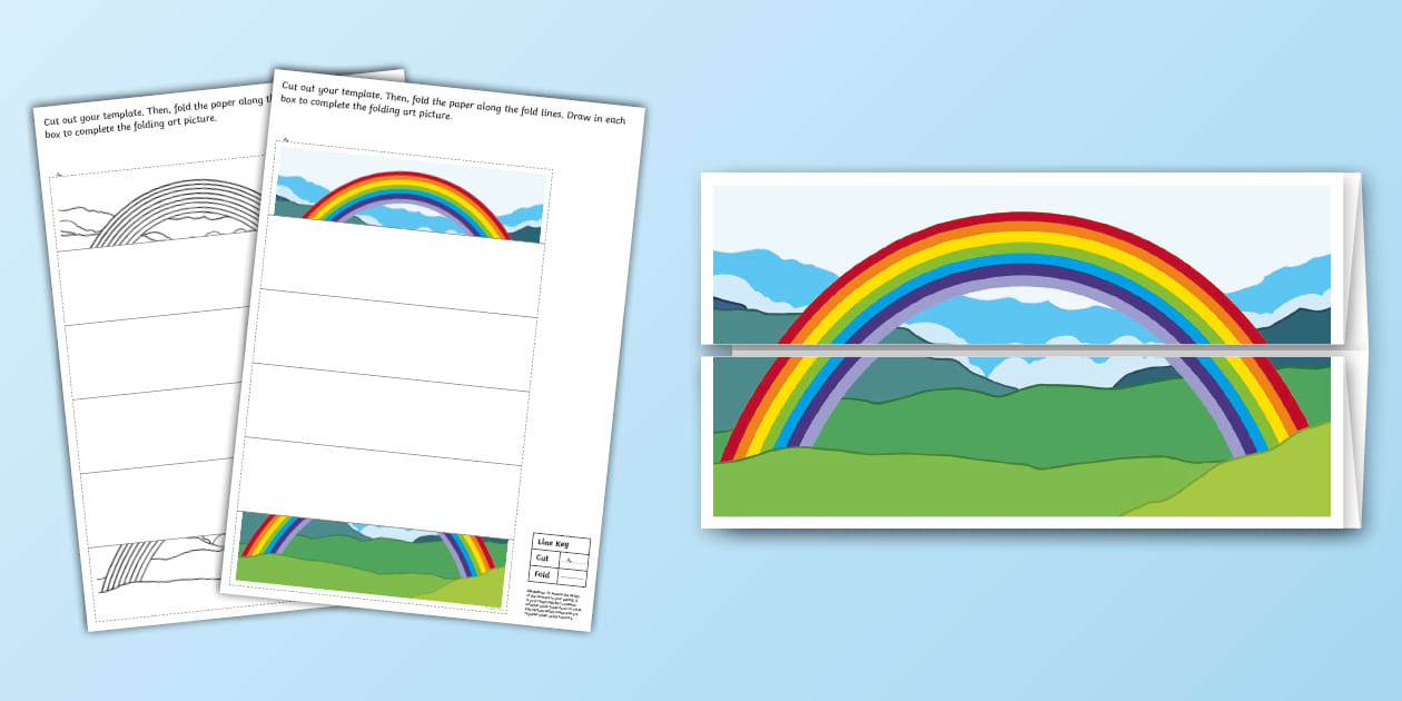 Rainbow Folding Art Template - Twinkl Art - Twinkl