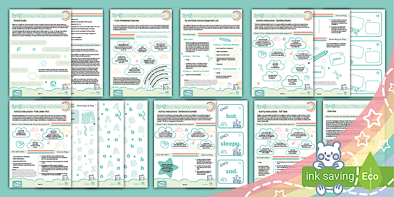 4-5 Years Reading Writing Stories Twinkl Tots Pack - Twinkl