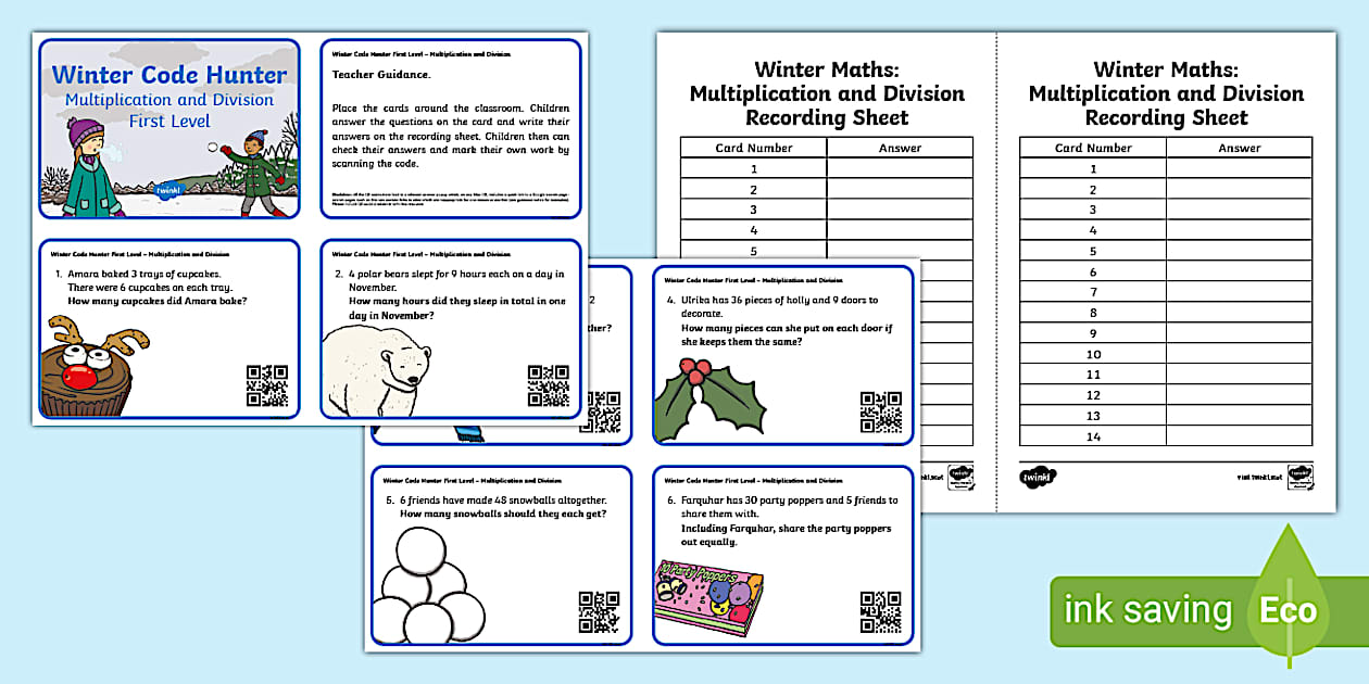 Winter Maths: Multiplication and Division First Level Code Hunter