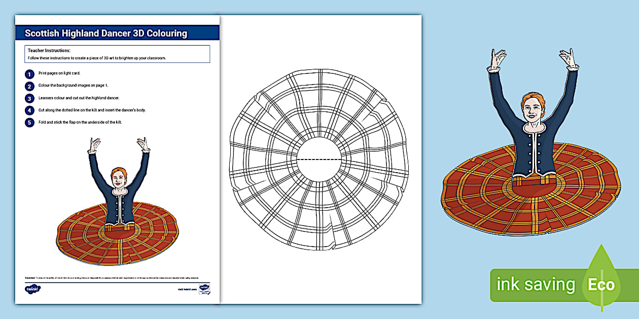 Highland Dancer Colouring Sheet | Twinkl Resources - Twinkl