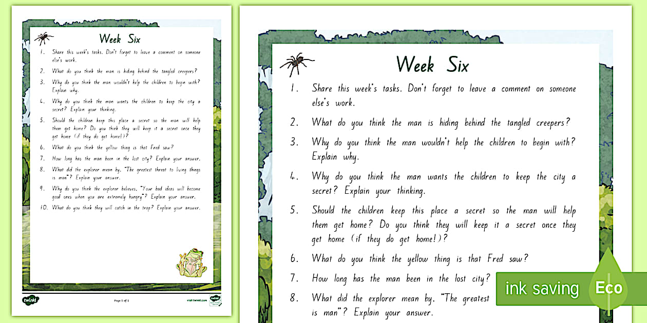 Term 2 Week 6 Year 5 and 6 Chapter Chat Weekly Question Guide to Support