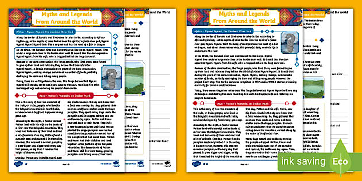 Myths & Legends from Around the World Reading Comprehension