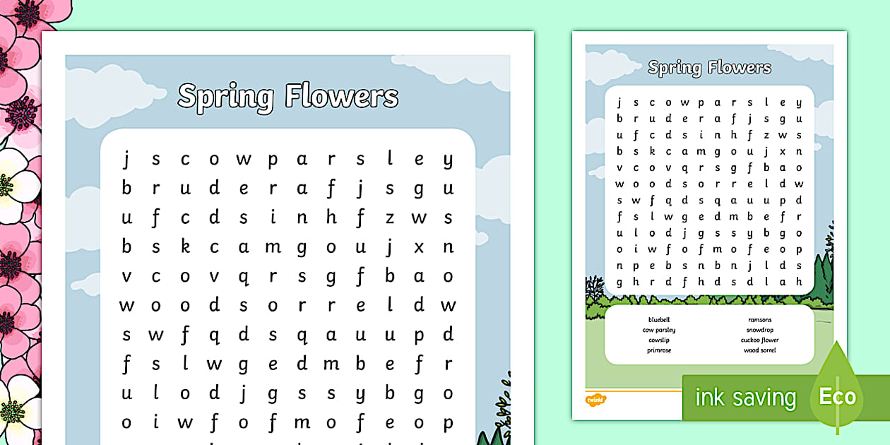 Spring Aistear Flowers Word Search (teacher made) - Twinkl